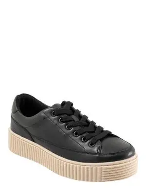 Trotters Platform Leather Sneakers - Black