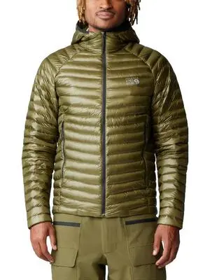 Mountain Hardwear Ghost Whisperer Packable 800-fill-power Down Hooded Jacket - Combat Green