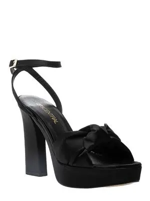 275 CENTRAL Miles Ankle Strap Platform Sandal - Black Satin