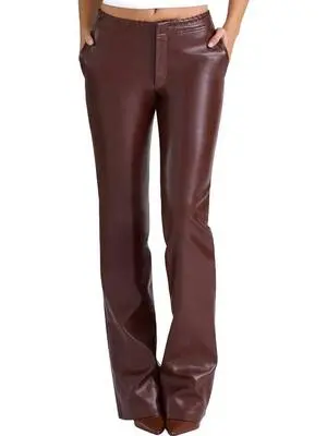 House Of Cb Adara Vegan Leather Flare Pants - Chocolate
