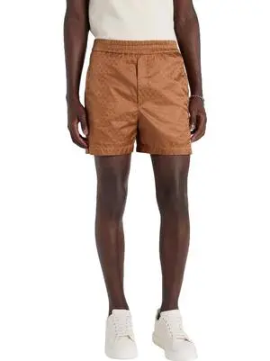 Alexander McQueen Skull Jacquard Satin Shorts - Camel