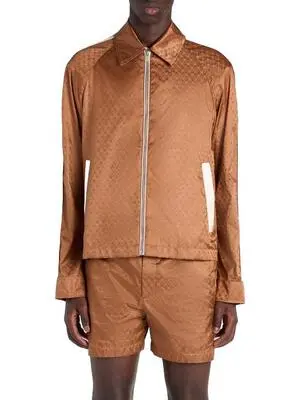 Alexander McQueen Skull Jacquard Satin Track Jacket - Camel