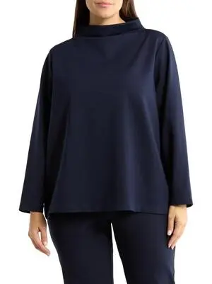Eileen Fisher Funnel Neck Knit Top - Ink