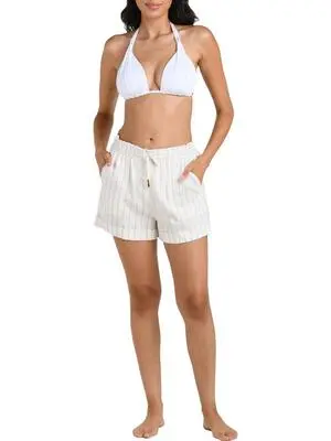 LA BLANCA Linen-Blend Cover-Up Shorts