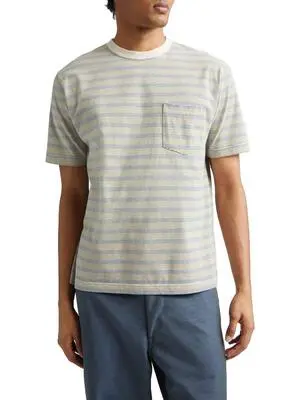 BEAMS Pinstripe Pocket T-shirt - Off White