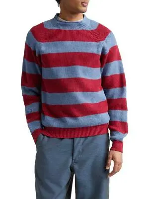 BEAMS Striped Ribbed Roll Neck Sweater