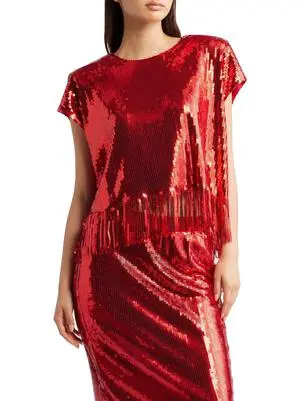 ICHI Ihmollia Sequin Top - Red