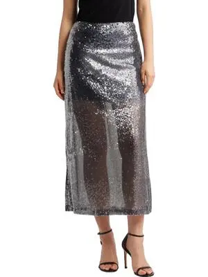 ICHI Sequin Embellished Skirt