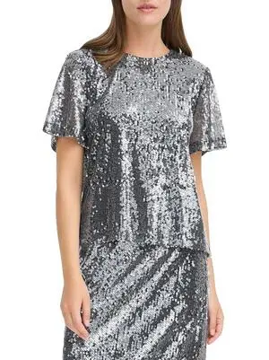 ICHI Ihprinca Sequin Shirt - Silver