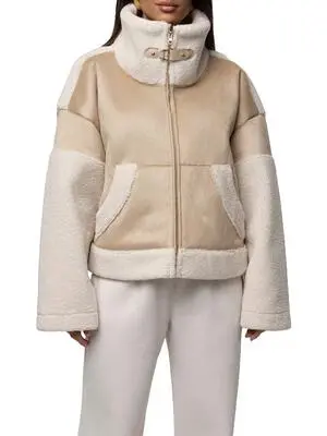 JLUXLABEL Faux Shearling Zip-up Coat - Sand