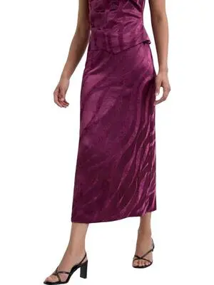SCALPERS Jacquard Velvet Midi Skirt - Bouganville