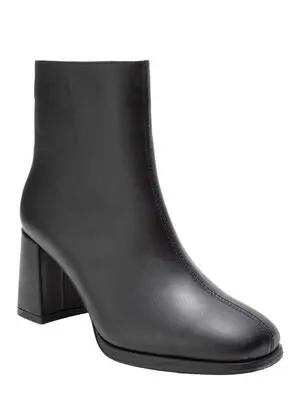 FOREVER & ALWAYS SHOES Napoli Leather Block Heel Boot Black