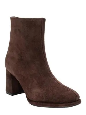 FOREVER & ALWAYS SHOES Napoli Leather Block Heel Boot - Brown Suede