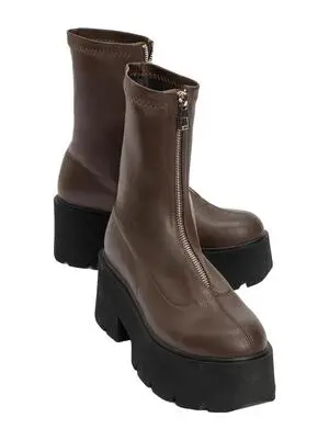 PROLOGUE SHOES Ovil Platform Zip Boot - Brown