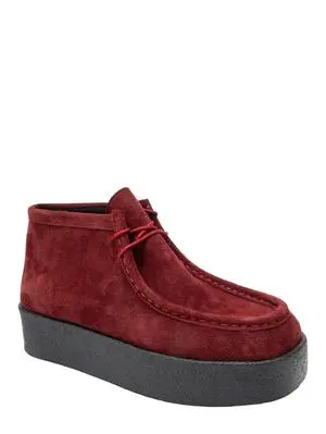 FOREVER & ALWAYS SHOES Melia Leather Platform Boot Burgundy Suede