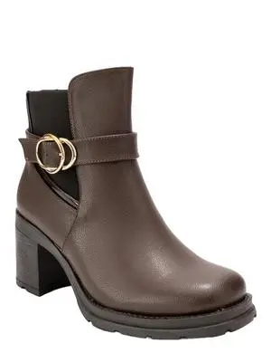 PROLOGUE SHOES Buckle Block Heel Boots - Brown