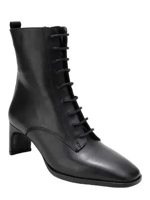 FOREVER & ALWAYS SHOES Sydy Leather Lace-up Boots - Black