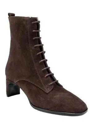 FOREVER & ALWAYS SHOES Sydy Leather Lace-Up Boots Brown Suede