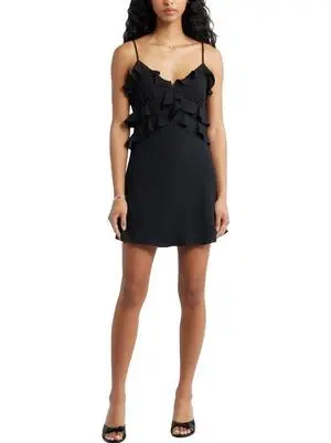 Bp. BP. Ruffle Chiffon Mini Cocktail Dress Black