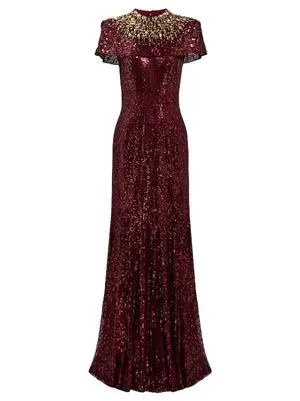 Jenny Packham Sequin-embellished Gown - Cardinal