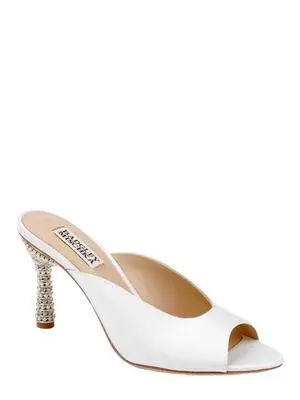 Badgley Mischka Oakdale Embellished Heel Slide Sandal - Ivory Silk