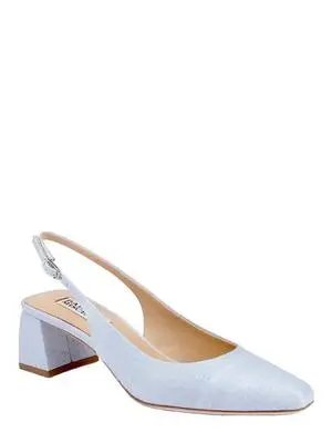 Badgley Mischka Oaklee Block Heel Slingback Pump - Blue Silk