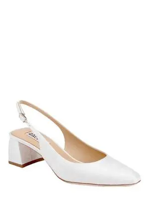 Badgley Mischka Oaklee Block Heel Slingback Pump - Ivory Silk