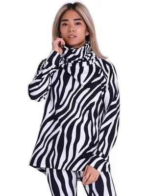 OOSC High Neck Baselayer Zebra Print Top - Multi-colour