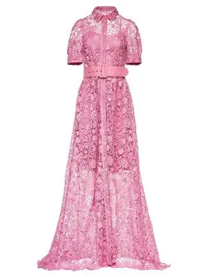 VASILIKI Ayah Collared Lace Gown - Pink