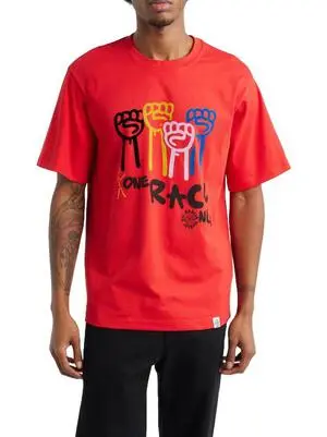VIC GARCIA WORLD Human Race Cotton Graphic T-shirt - Poppy Red