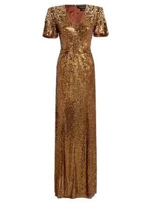 Jenny Packham Manon Sequin-embellished Gown - Bronze