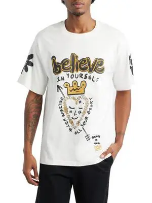 VIC GARCIA WORLD Believe In You Embroidered Graphic T-shirt - Vanilla Ice