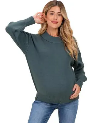 PINKBLUSH Wide Neck Drop Shoulder Sweater Jade