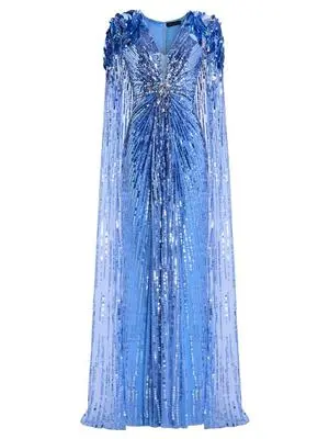 Jenny Packham Sequin-embellished Maxi Dress - Cornflower Blue