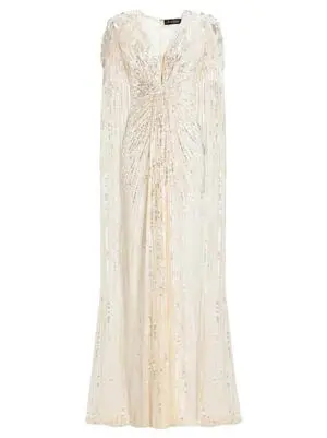 Jenny Packham Sequin-embellished Maxi Dress - Vanilla