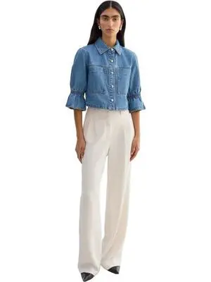 LAMARQUE Carolina Denim Ruffle Sleeve Jacket - Mibw