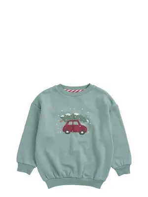 MORI Snowy Car Printed Sweatshirt - Frosted Mint