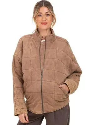 PINKBLUSH Quilted Oversized Jacket - Mocha
