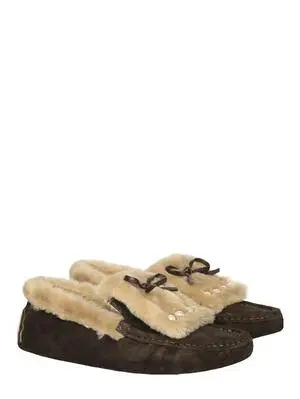 JELAVU Moscow Suede Moccasin Slipper - Dark Brown