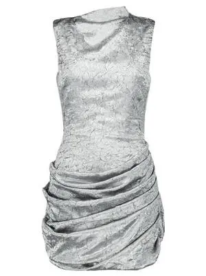 SAEMDI Crinkled Tulip Mini Dress - Silver