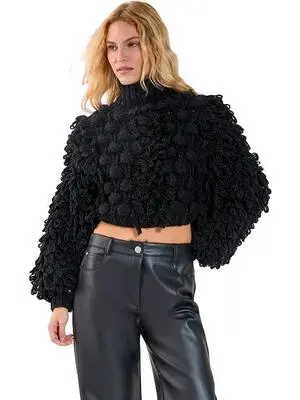 Nasty Gal High Neck Bobble Sweater Black