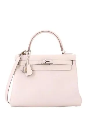 HERMES Kelly Handbag 28 Light Togo With Palladium Hardware - Craie