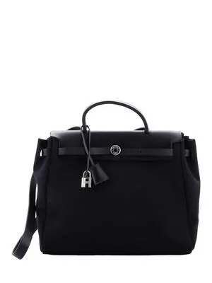 HERMES Herbag Toile And Leather Pm - Noir