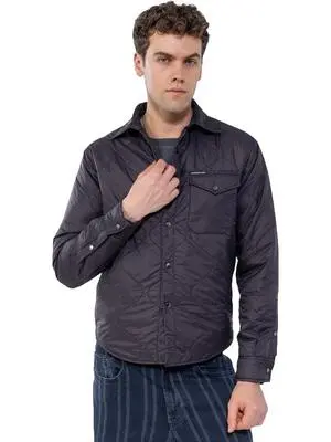 MEMBERS ONLY Quilted Shirt Jacket - Black
