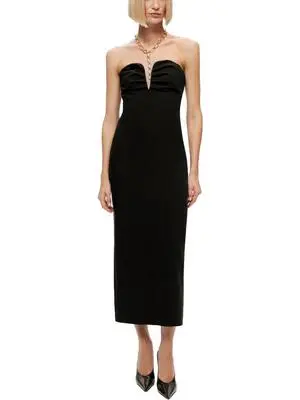 NOCTURNE Strapless Sweetheart Pencil Midi Dress - Black