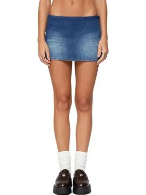 EDIKTED Archie Stretch Denim Skort - Blue