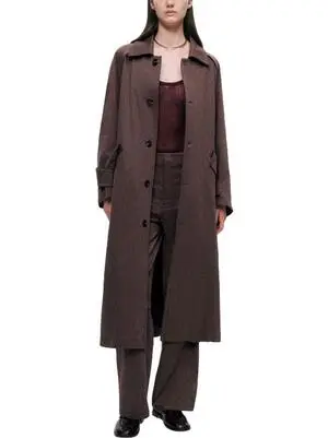 NOCTURNE Single-breasted Trench Coat - Dark Brown
