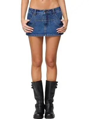 EDIKTED Denim Mini Skort - Blue-washed