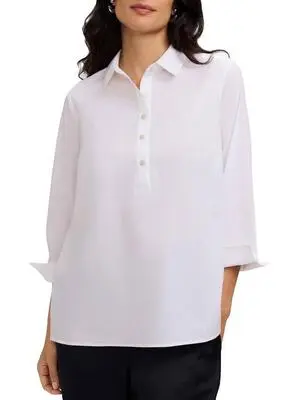 Foxcroft Therese Button Back Popover Shirt White