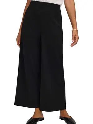 Foxcroft Arlette Wide Leg Crop Crepe Pants - Black